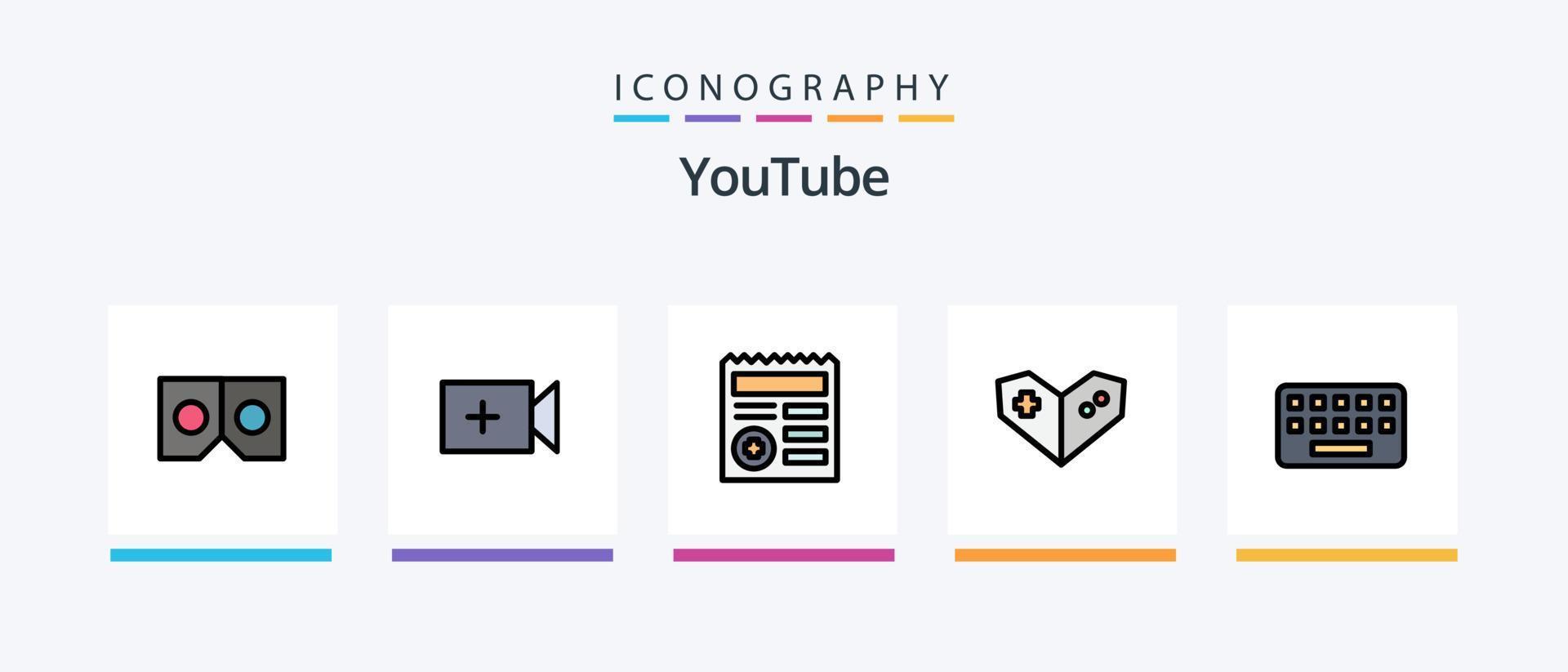 Youtube Line Filled 5 Icon Pack Including basic. ui. 3d. basic. chat. Creative Icons Design ...