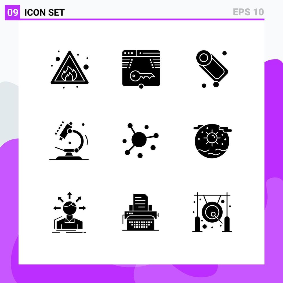 Group of 9 Solid Glyphs Signs and Symbols for elastic microscope login ...
