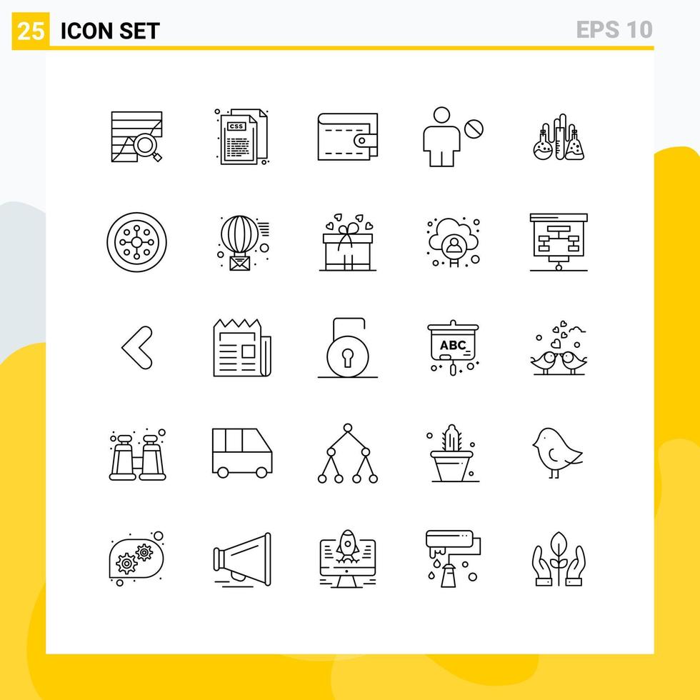 Editable Vector Line Pack Of 25 Simple Lines Of Human Body Web Blocked Wallet Editable Vector