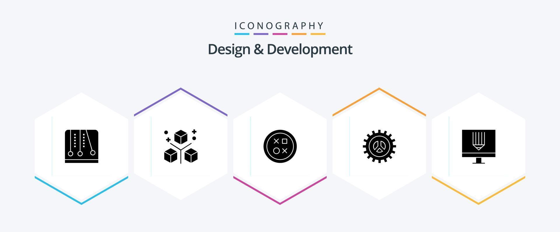 Design And Development 25 Glyph Icon Pack Including Web Design Seo Programing Options Round