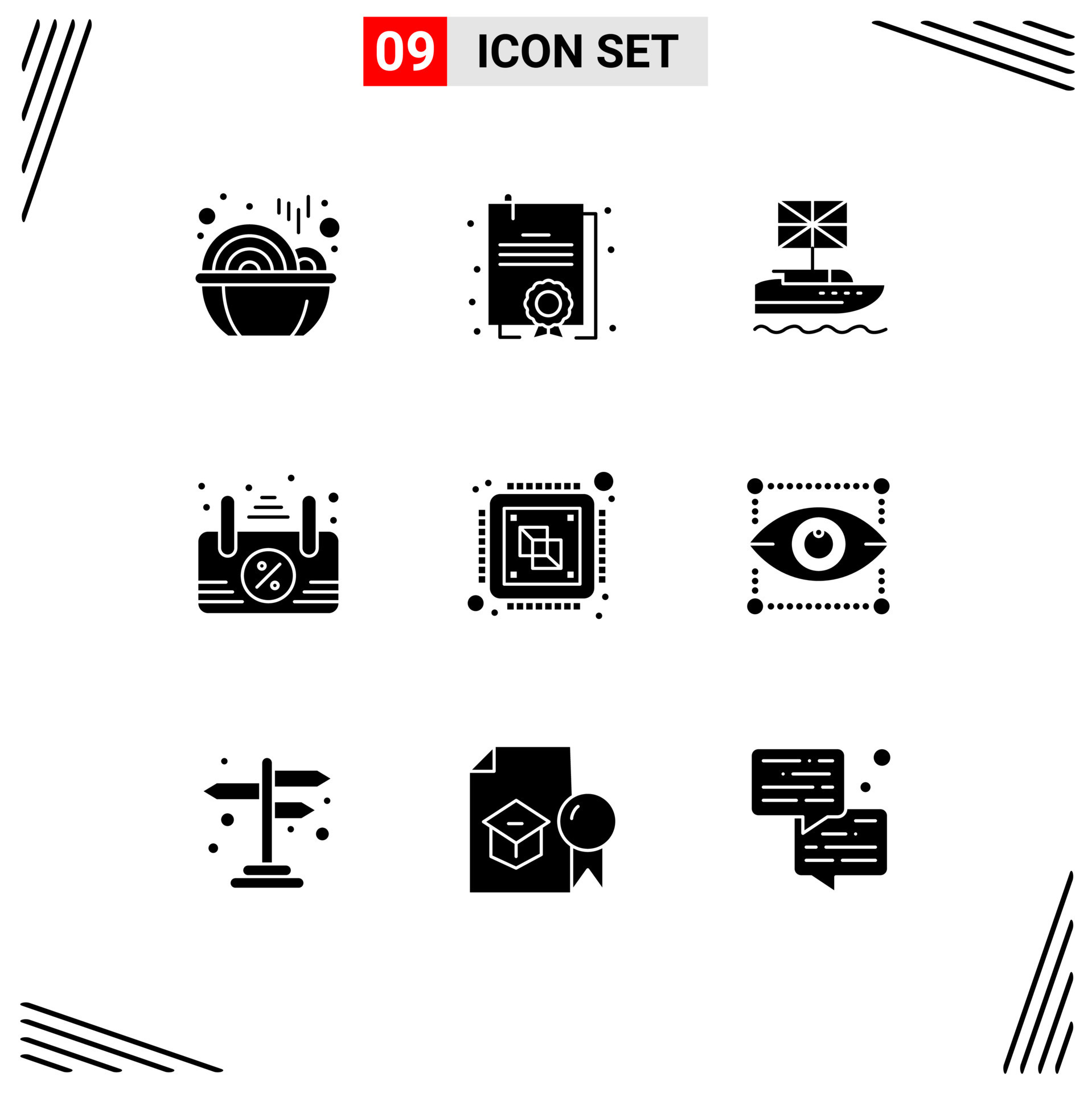 Solid Glyph Pack of 9 Universal Symbols of computer central british ...