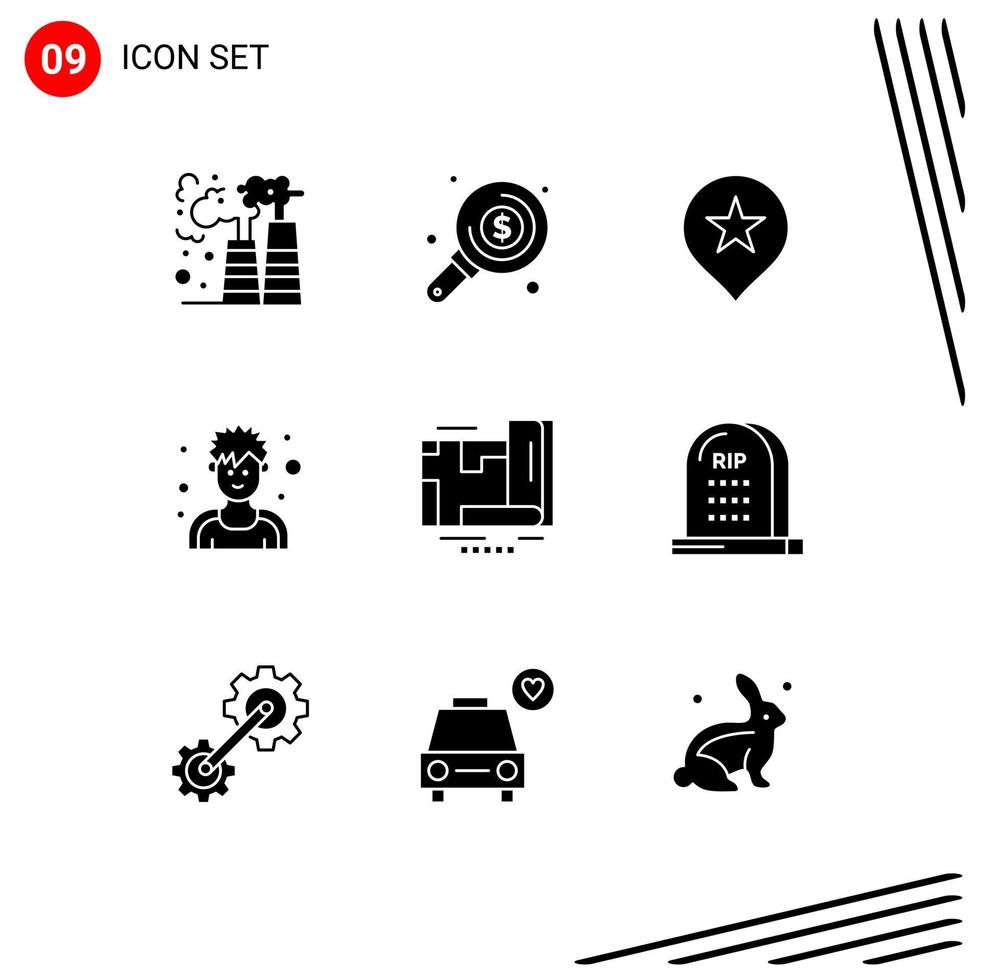 User Interface Pack Of 9 Basic Solid Glyphs Of Map Gps Location Sportsman Exerciser Editable