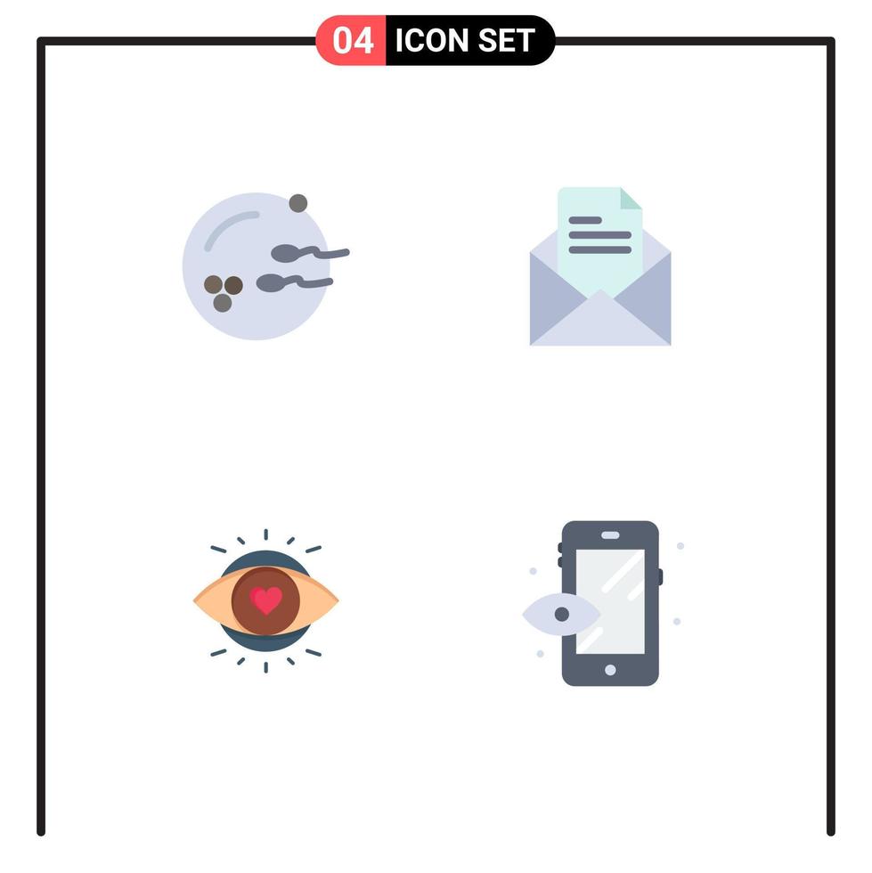 4 Creative Icons Modern Signs And Symbols Of Fertile Eyes Sex Office Light Editable Vector