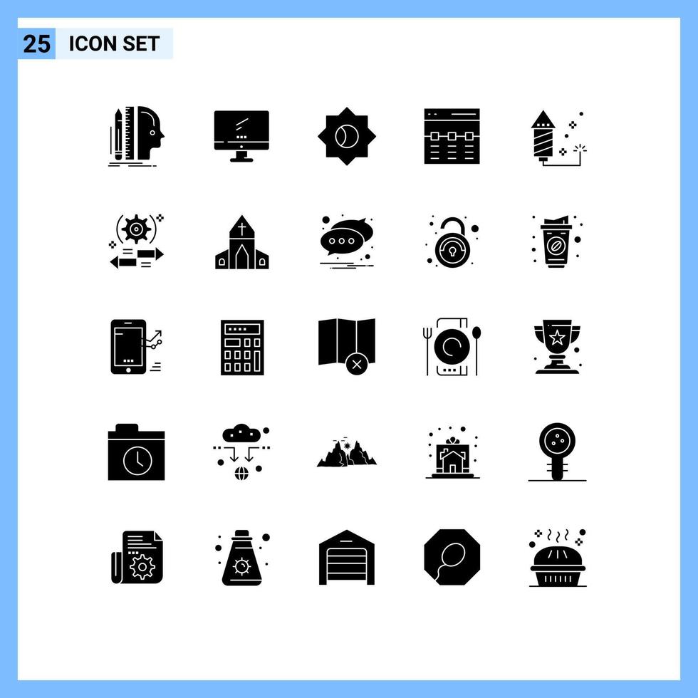 Pictogram Set of 25 Simple Solid Glyphs of interface hero imac header ui Editable Vector Design ...