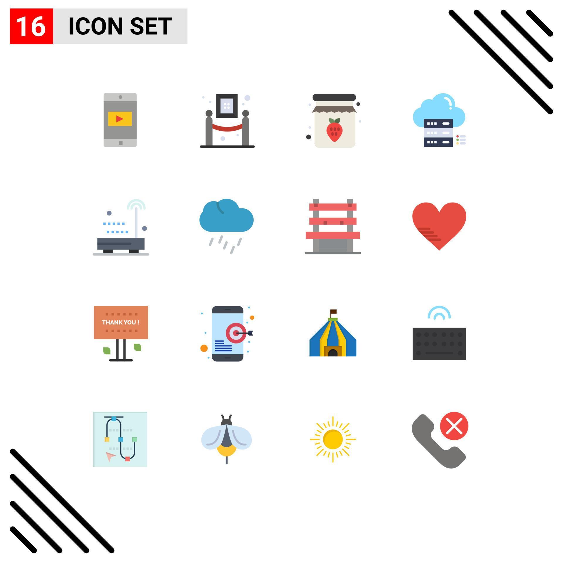 Universal Icon Symbols Group Of 16 Modern Flat Colors Of Devices Cloud Jam Data Sever Editable