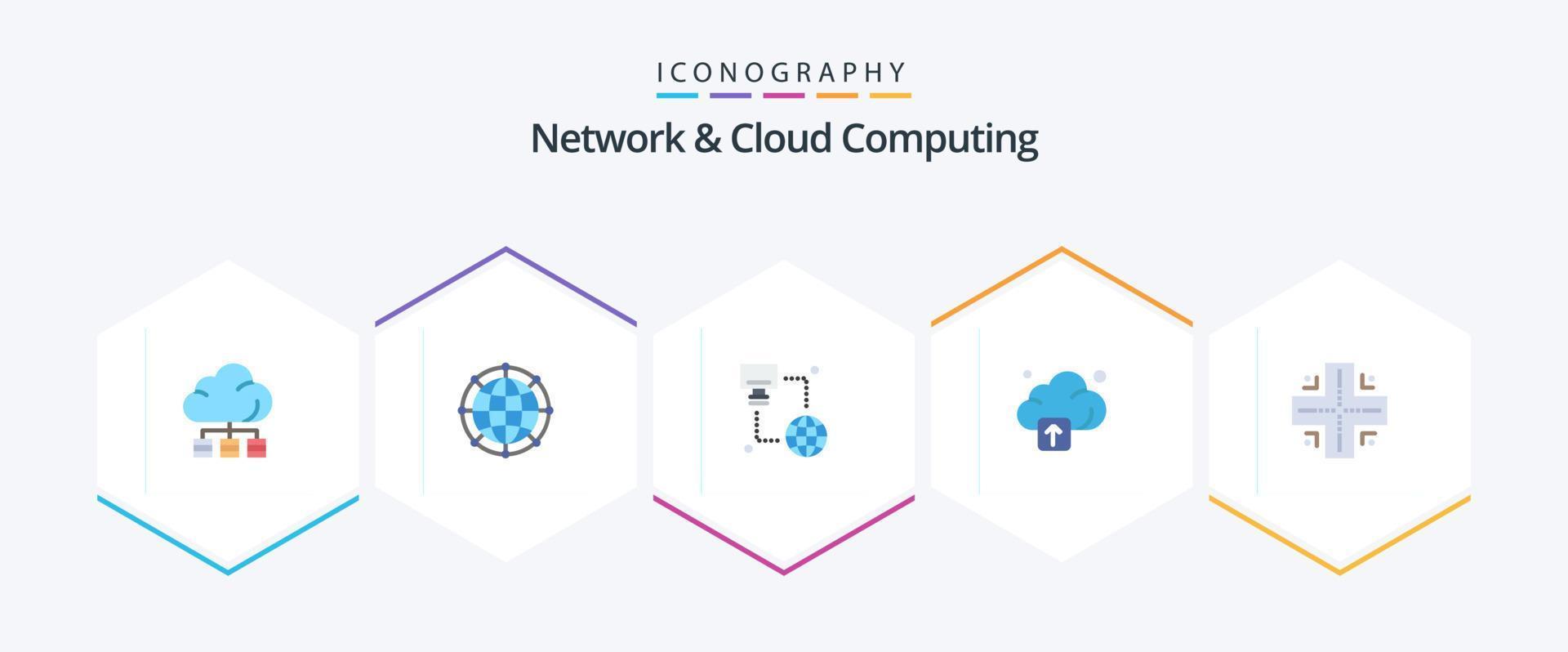Network And Cloud Computing 25 Flat icon pack including location ...