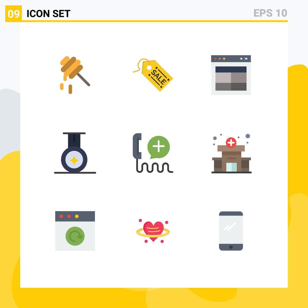 Mobile Interface Flat Color Set Of 9 Pictograms Of Interface Customer Interface Add Medal