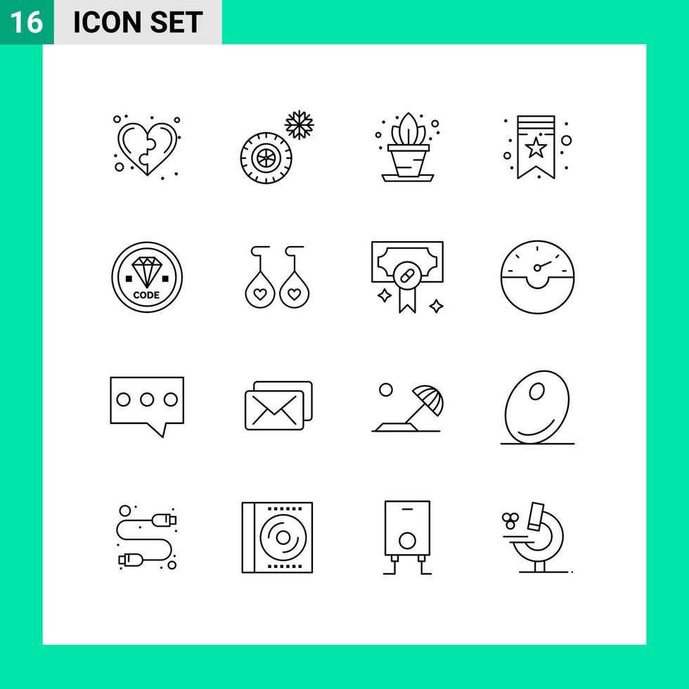 Pictogram Set Of 16 Simple Outlines Of Development Coding Home Code Star Editable Vector Design
