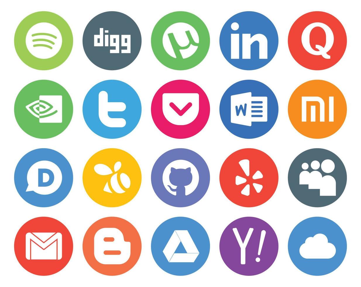 20 Social Media Icon Pack Including gmail yelp tweet github disqus ...