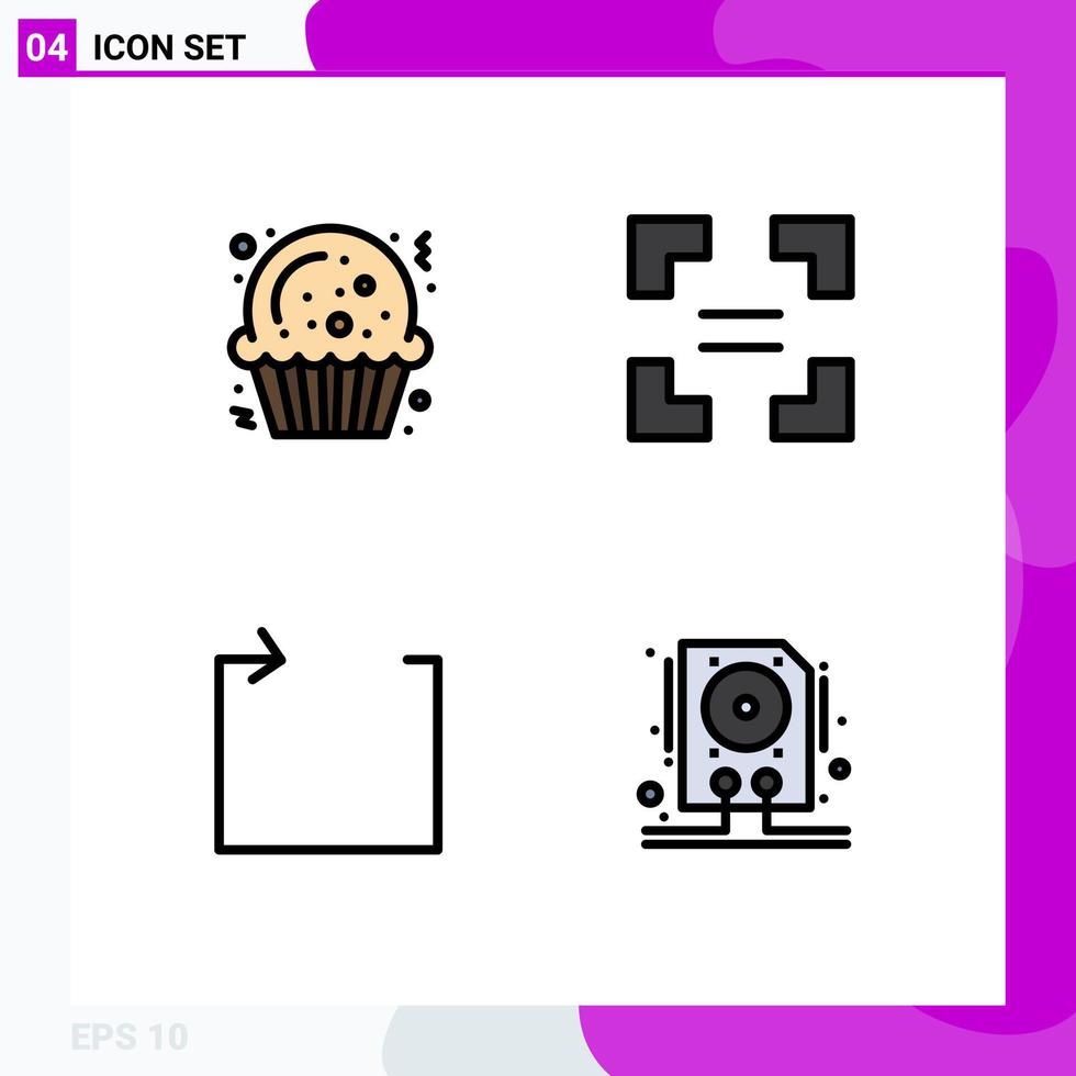 Filledline Flat Color Pack Of 4 Universal Symbols Of Christmas Data Full Screen Arrow Hdd