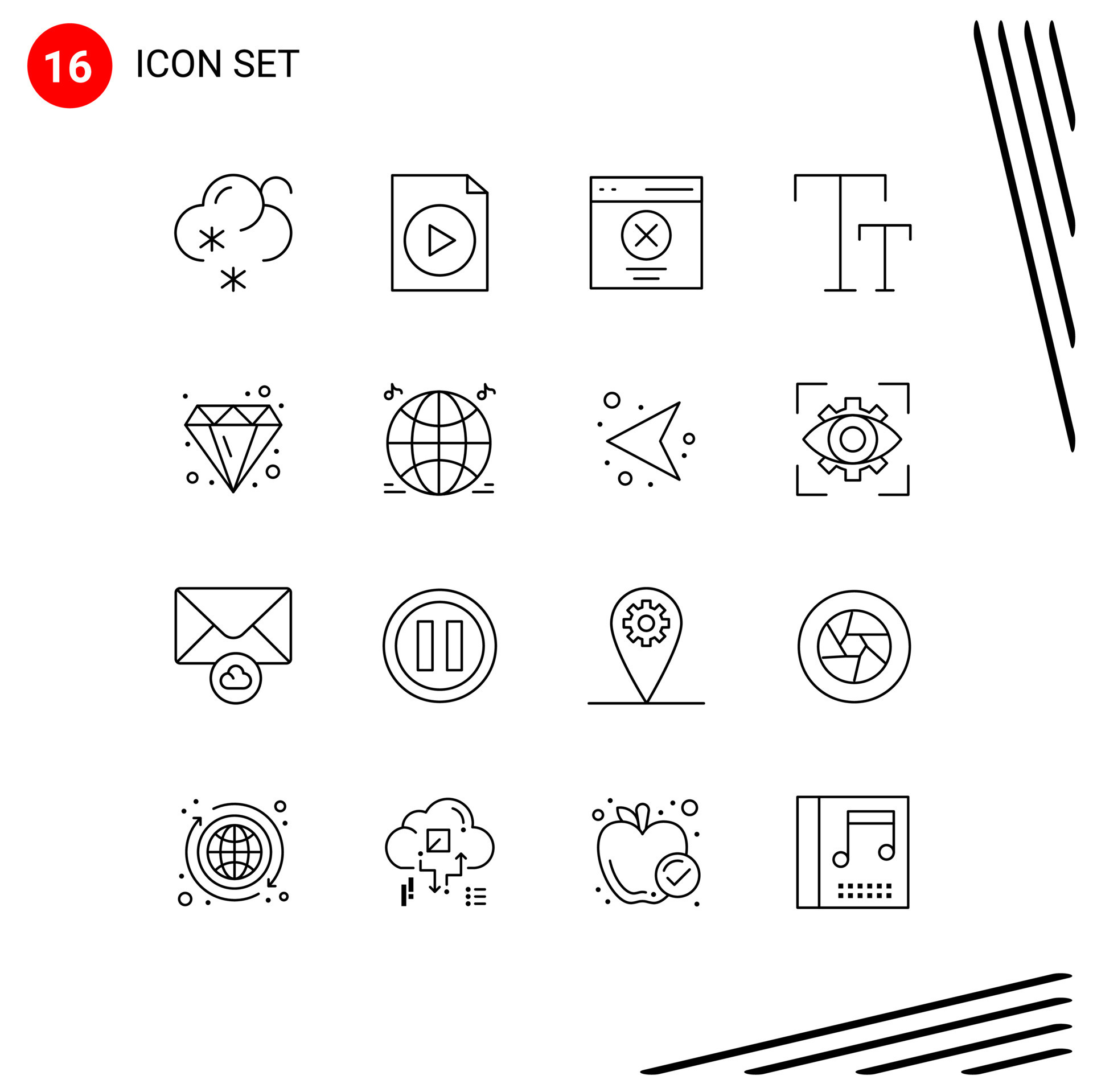 Set Of 16 Vector Outlines On Grid For Jewel Brilliant Interface Design Caps Editable Vector