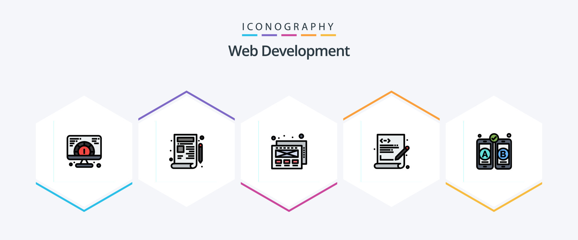Web Development 25 Filledline Icon Pack Including Web Design Mockup Design Development