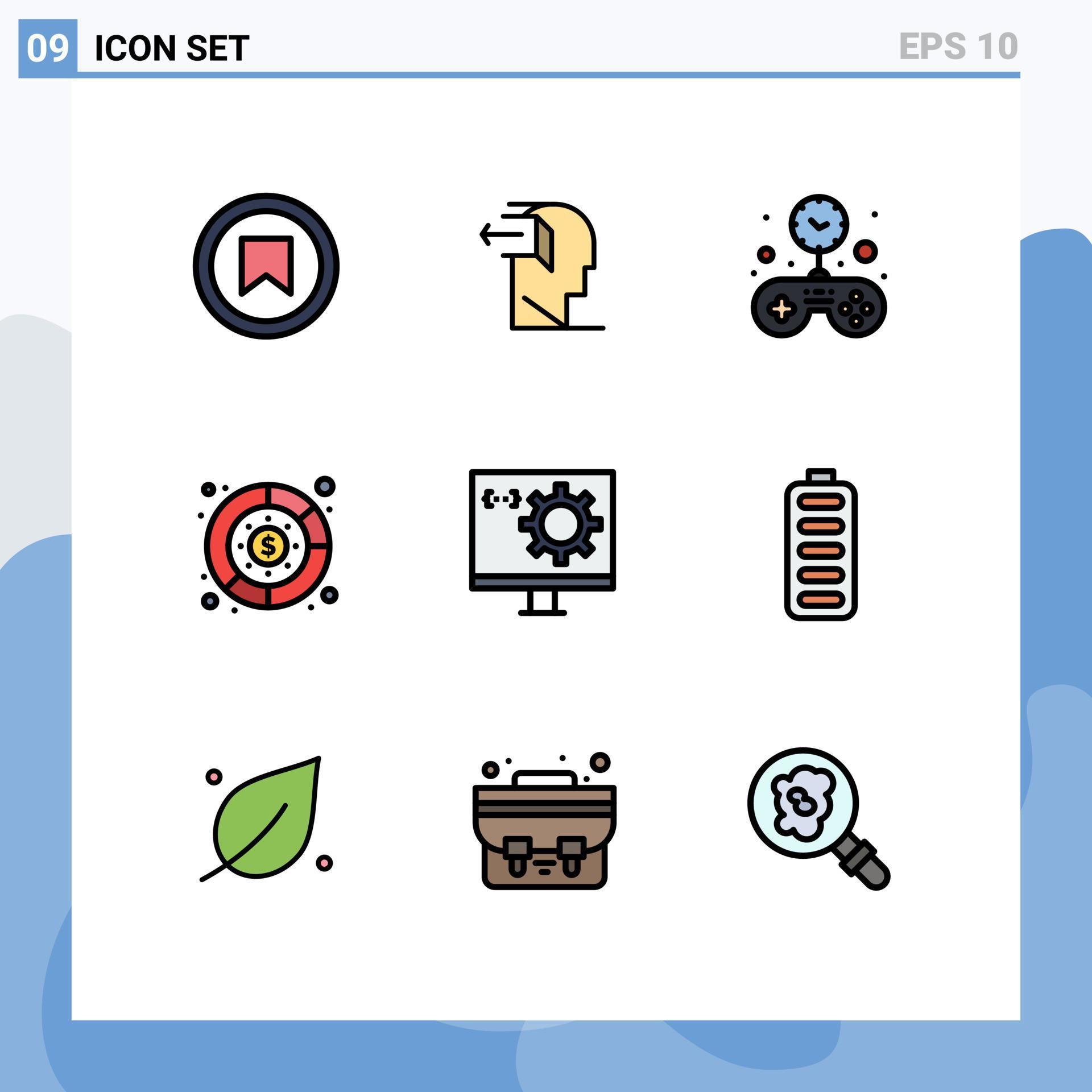 Pictogram Set of 9 Simple Filledline Flat Colors of coding management ...