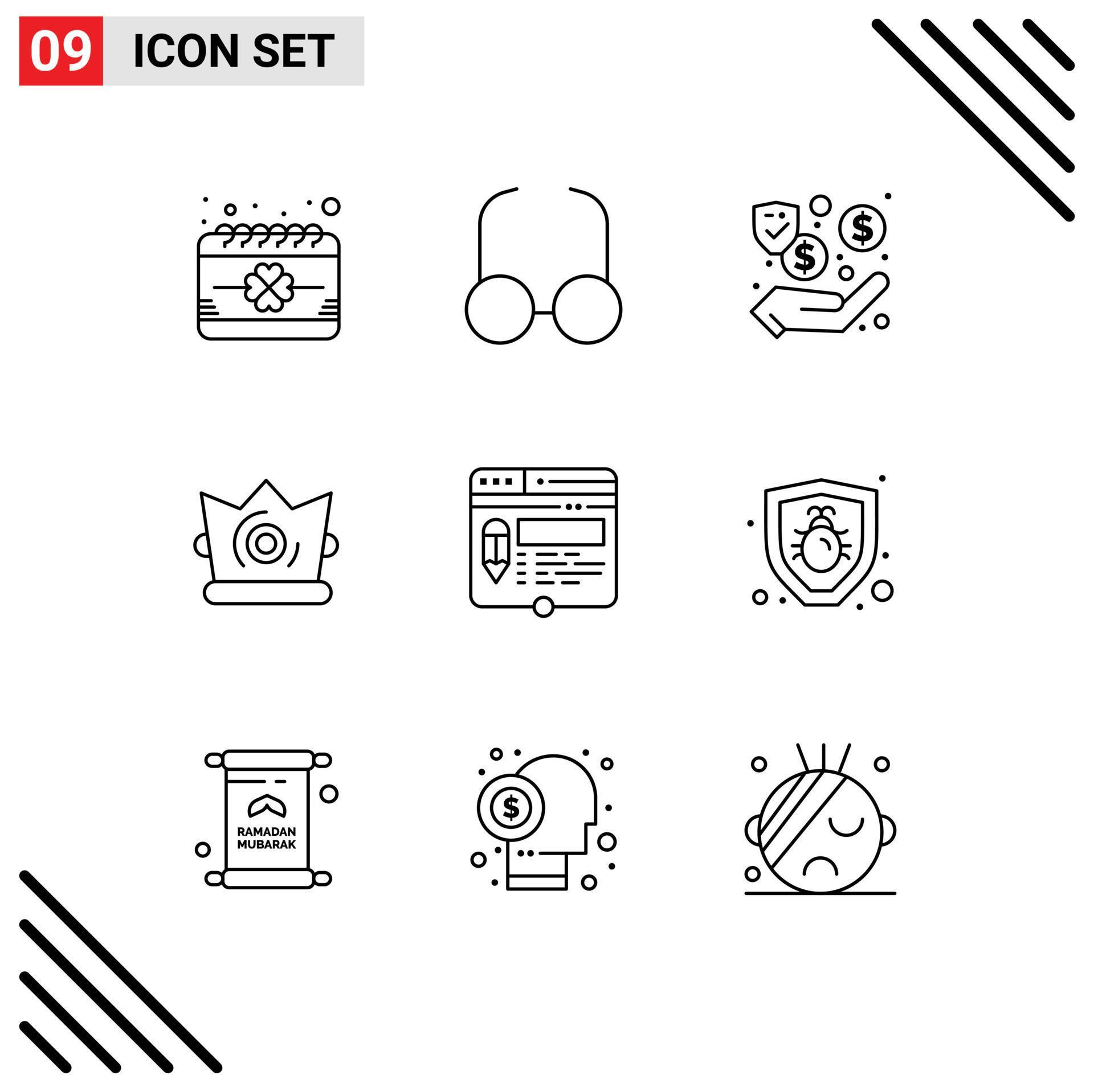 9 Universal Outlines Set For Web And Mobile Applications Layout Mardi Gras Dollar King Best