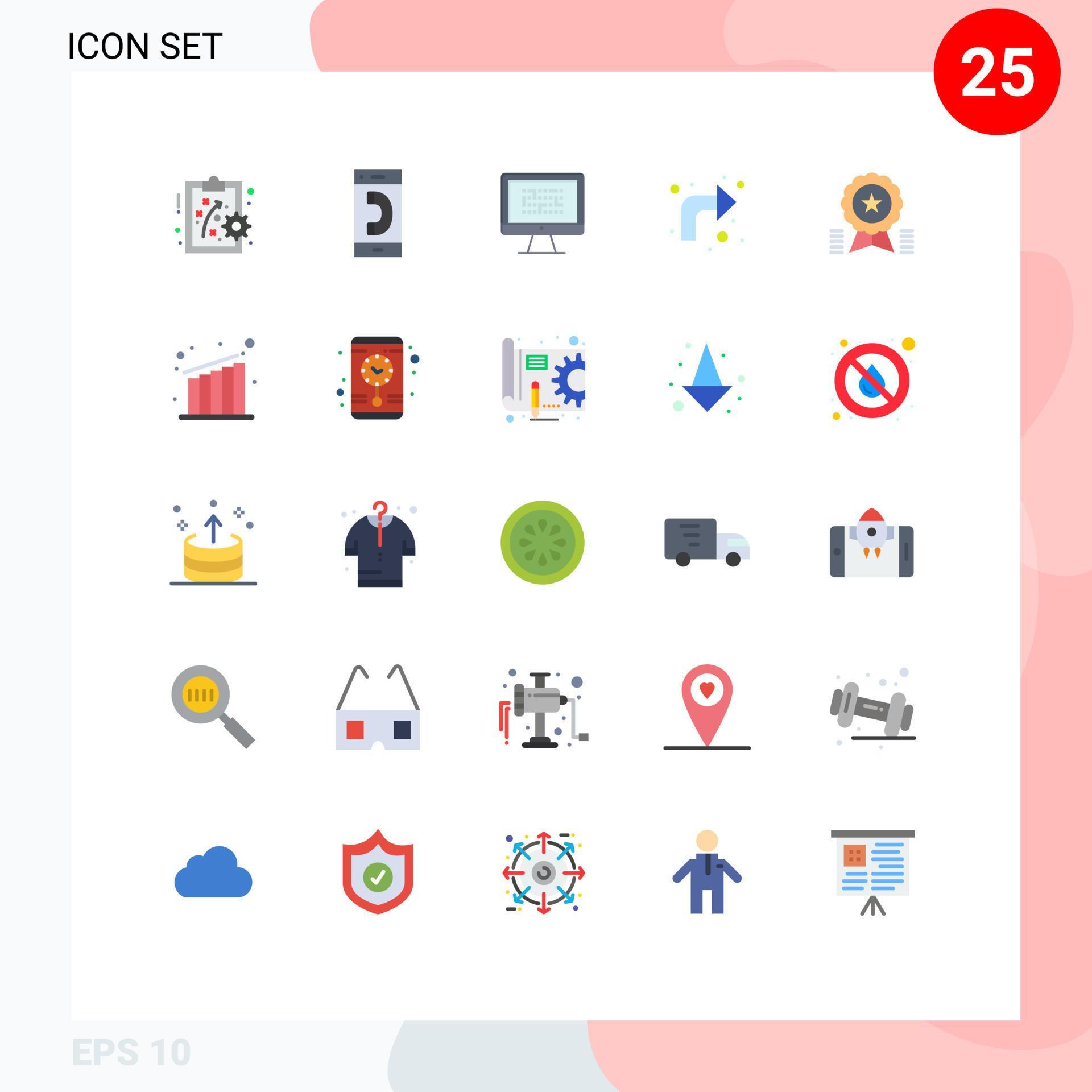 25 Thematic Vector Flat Colors And Editable Symbols Of Right Reload Graphy Arrows Information