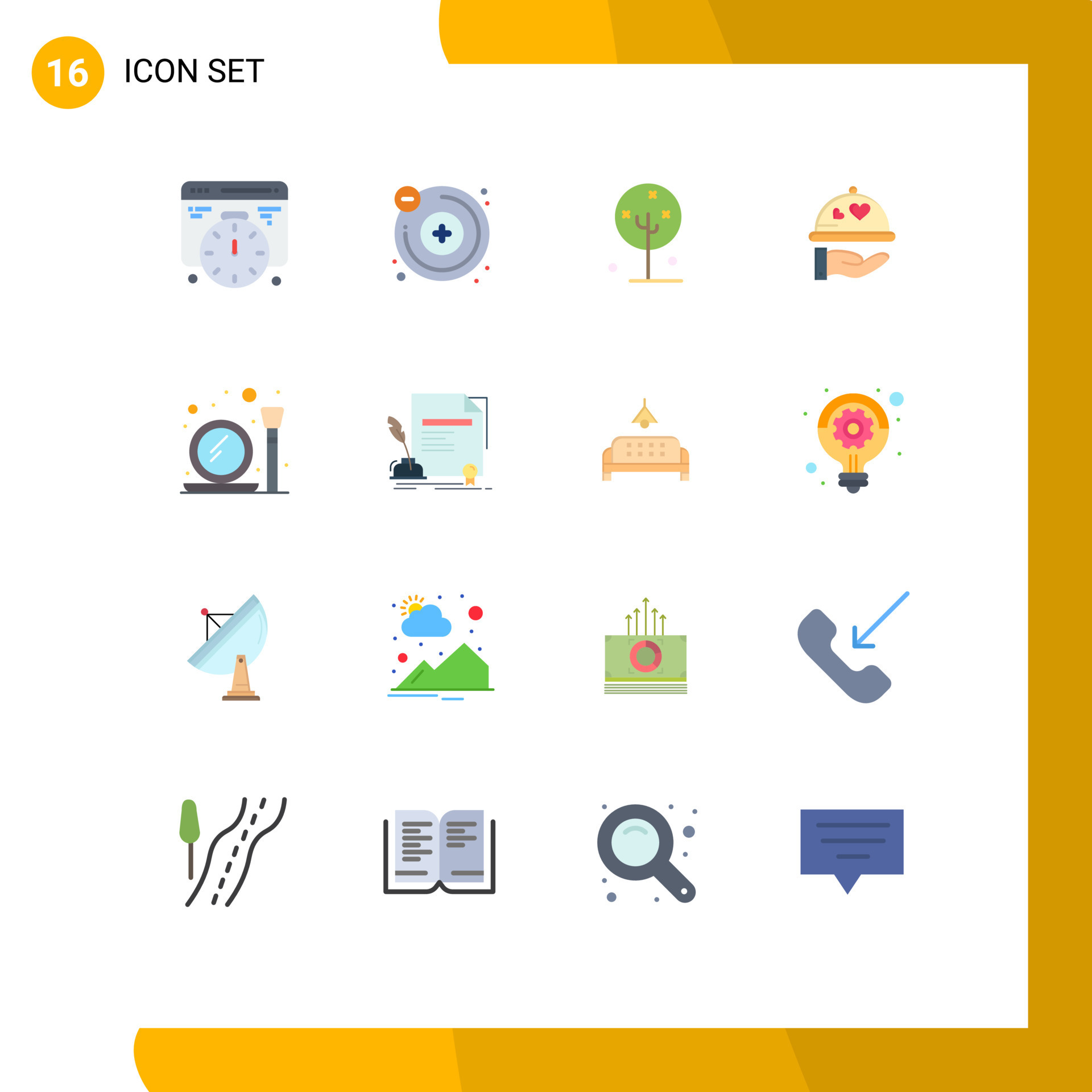 Stock Vector Icon Pack Of 16 Line Signs And Symbols For Mirror Glass