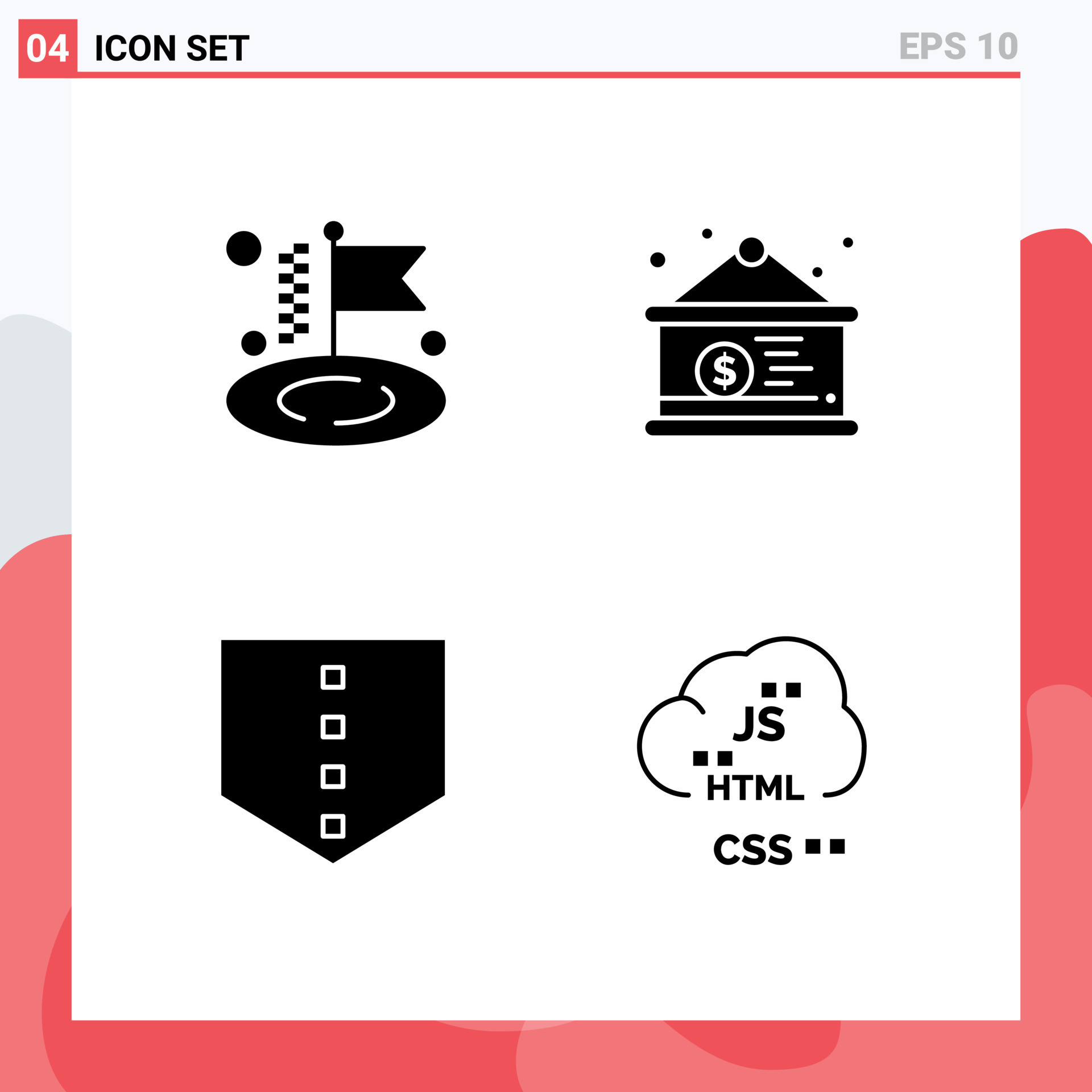 Set of 4 Modern UI Icons Symbols Signs for business cloud board dollar ...
