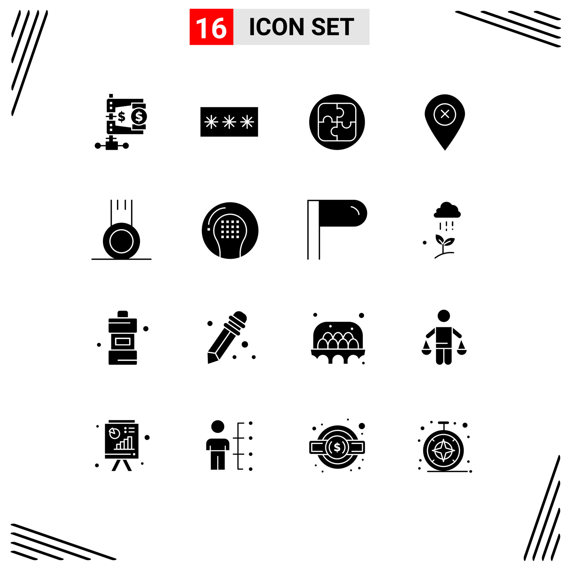 Stock Vector Icon Pack of 16 Line Signs and Symbols for pin map ...