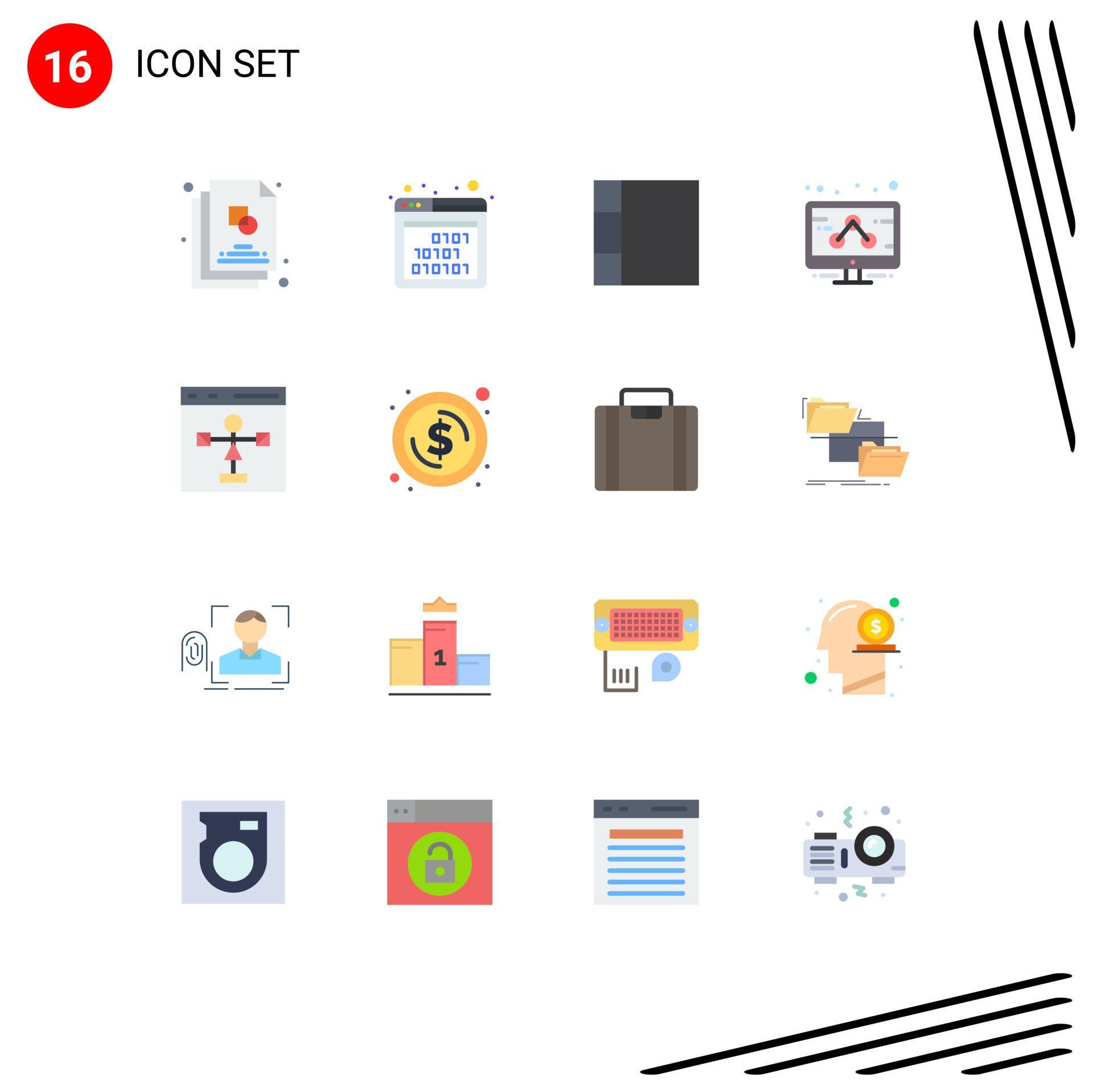 Set of 16 Vector Flat Colors on Grid for programming development grid develop marketing Editable ...