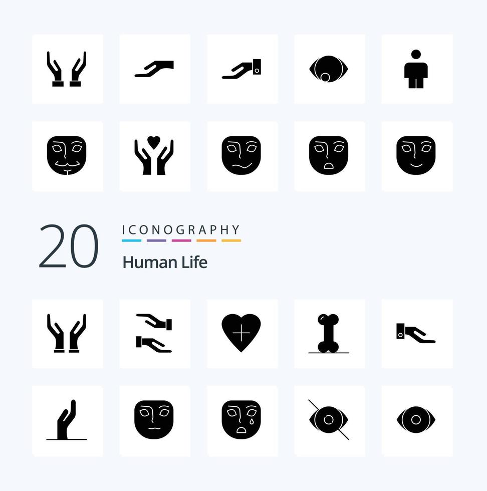 20 Human Solid Glyph Icon Pack Like Face Thoughtful Human Face Share