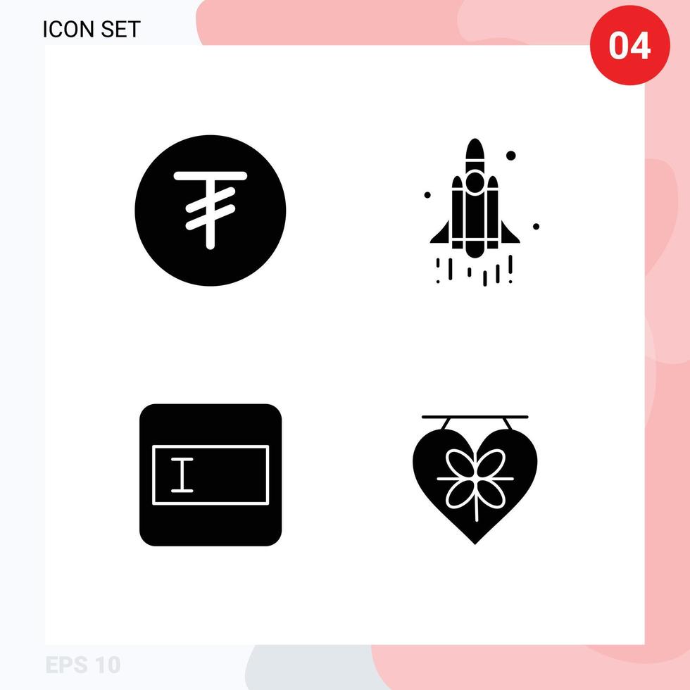 Group of 4 Modern Solid Glyphs Set for tugrik text field launch ...