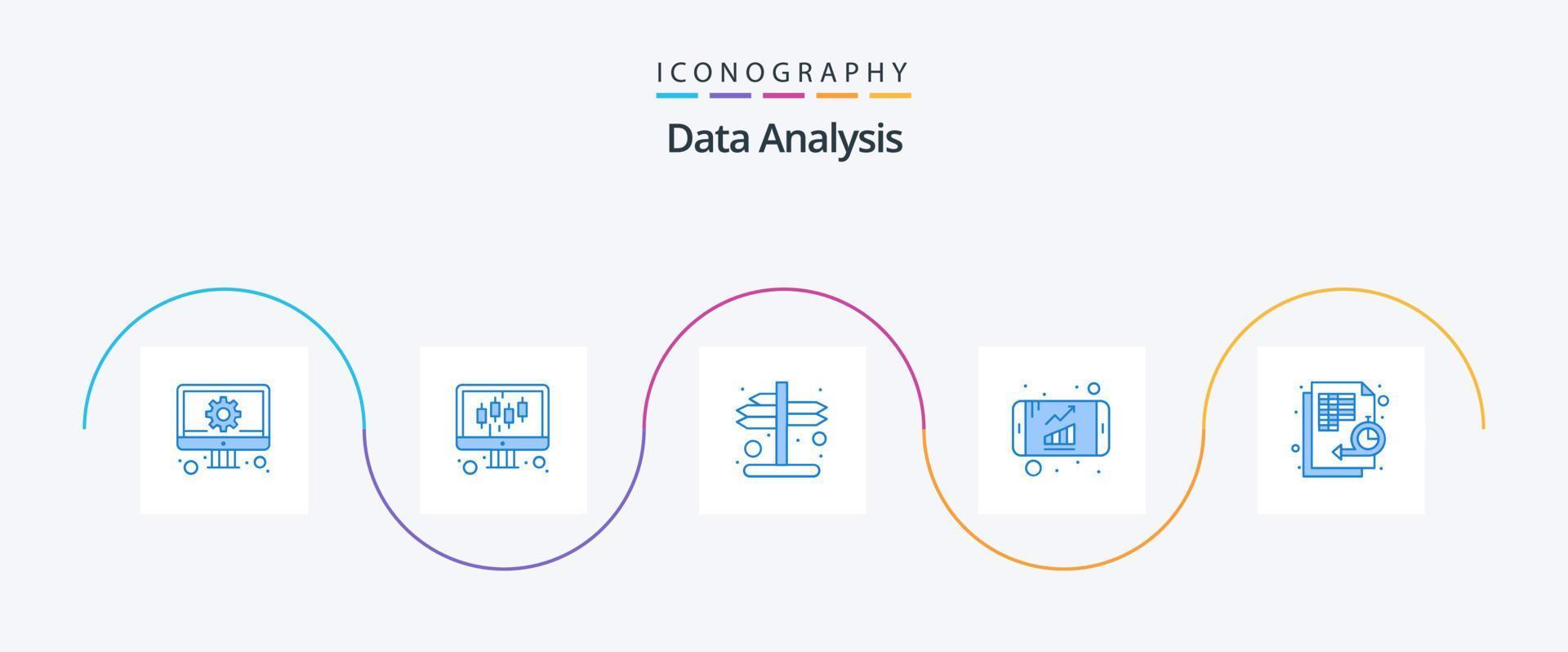 Data Analysis Blue 5 Icon Pack Including flowchart. growth. indicator. data. analytics 18553731 ...