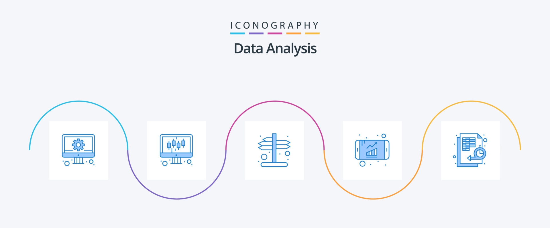 Data Analysis Blue 5 Icon Pack Including flowchart. growth. indicator ...