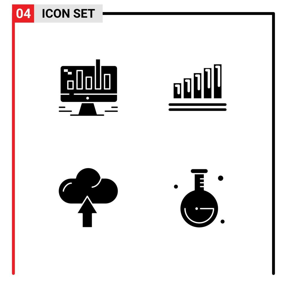 User Interface Pack Of 4 Basic Solid Glyphs Of Business Cloud Graph Chart Up Editable Vector