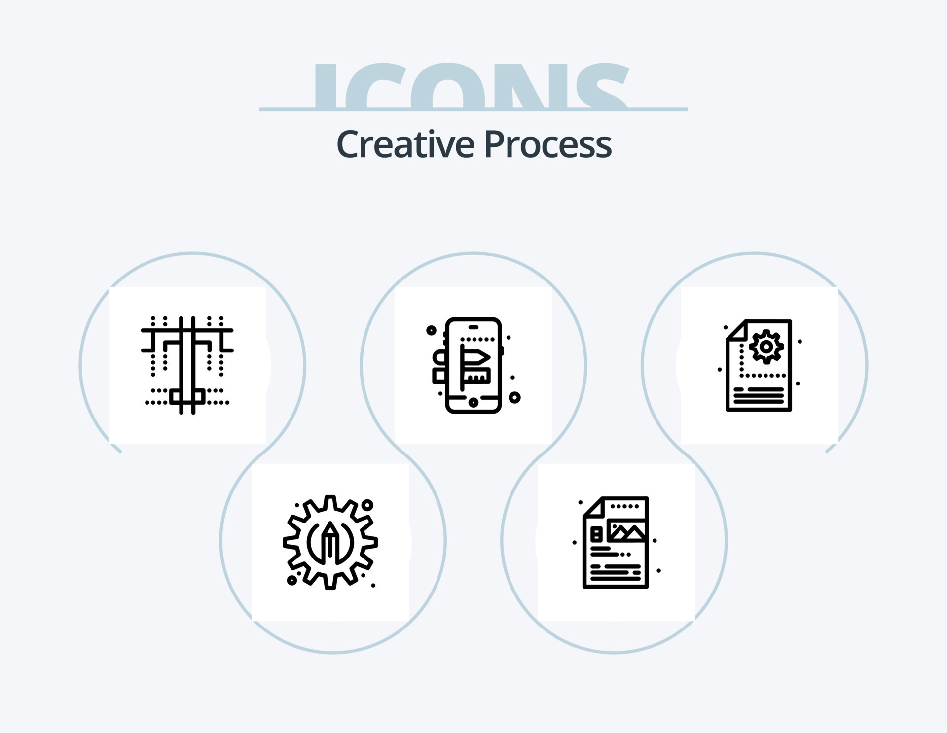 Creative Process Line Icon Pack 5 Icon Design. process. target. process ...
