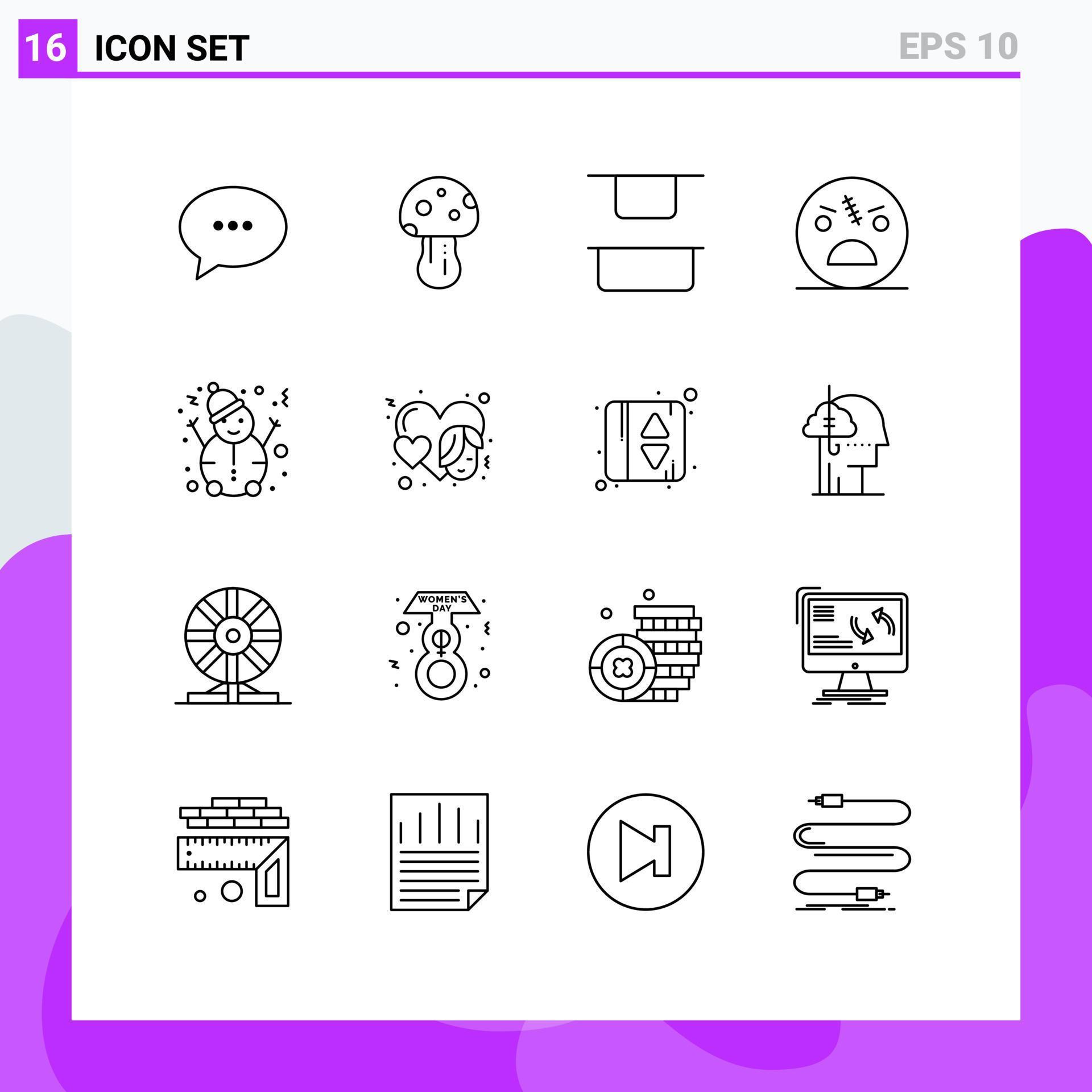 Set Of 16 Modern Ui Icons Symbols Signs For Snow Zombie Distribute Spooky Halloween Editable