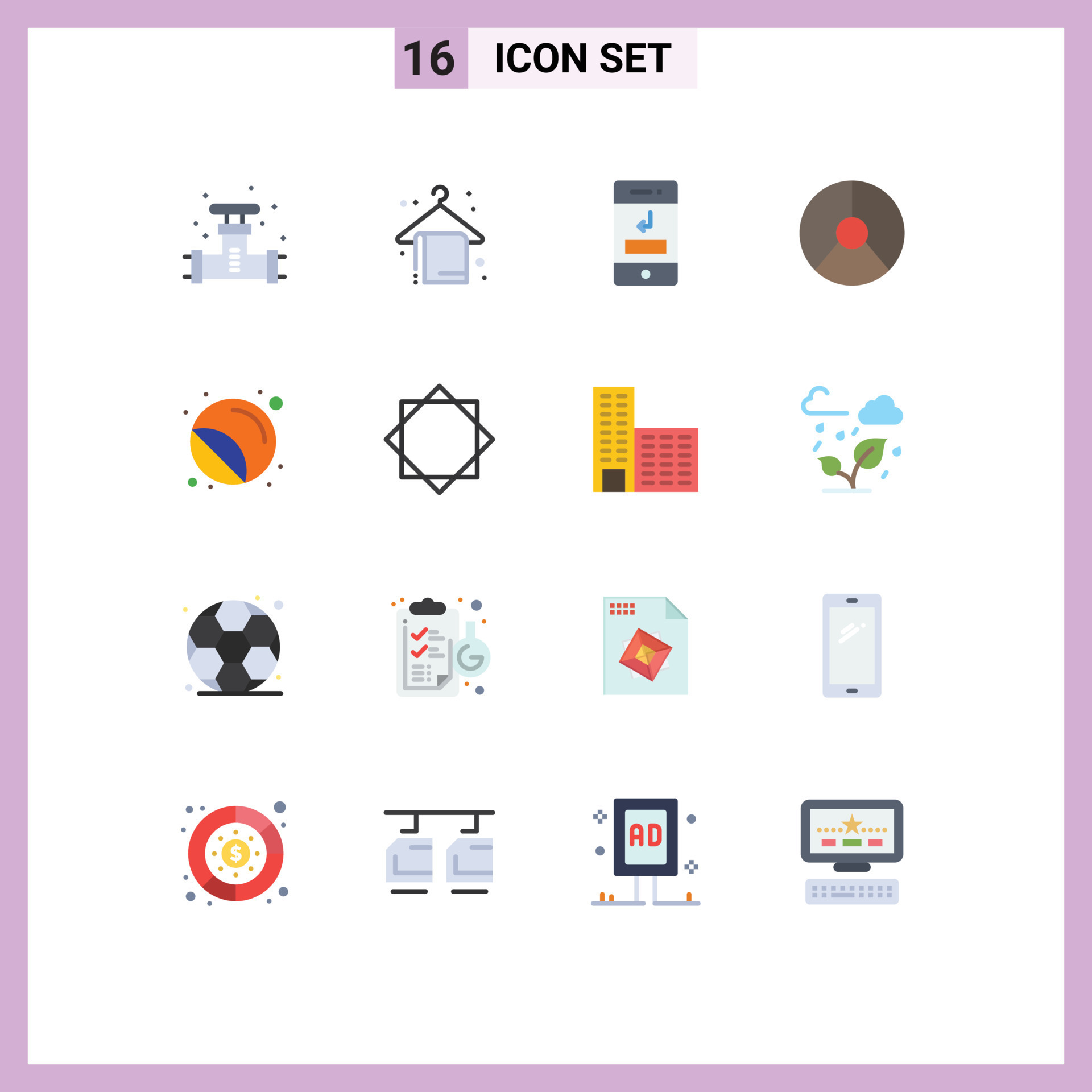 Stock Vector Icon Pack of 16 Line Signs and Symbols for graphical chart ...