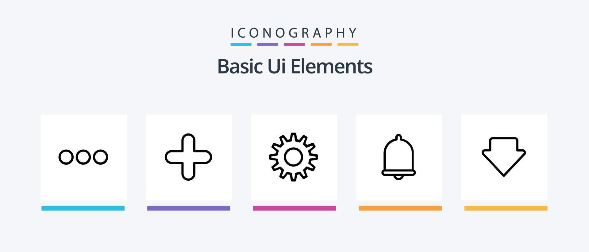 Basic Ui Elements Line 5 Icon Pack Including Start Control Login