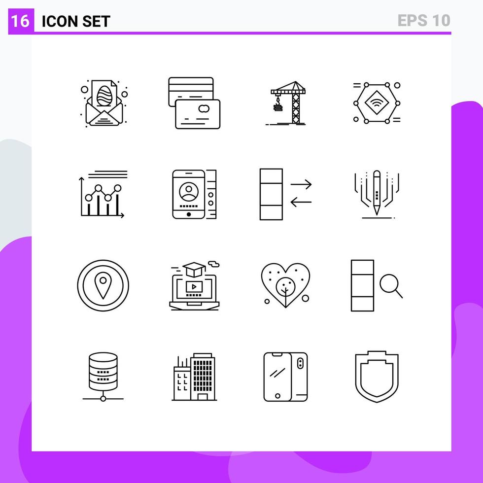 16 Thematic Vector Outlines And Editable Symbols Of Wifi Record Crane Iot Tower Editable Vector