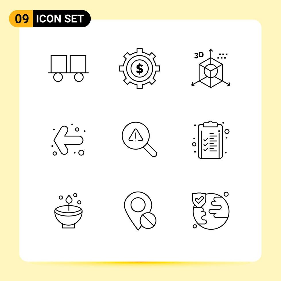 Pack Of 9 Creative Outlines Of Search Left Coding Back Programing Editable Vector Design