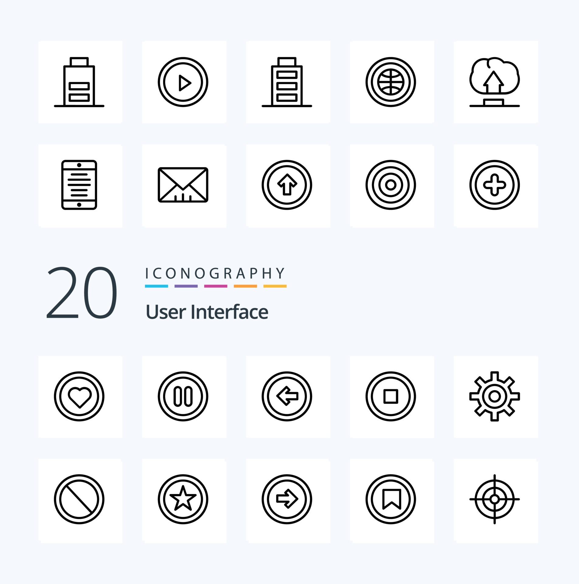 20 User Interface Line icon Pack like setting gear button user ...