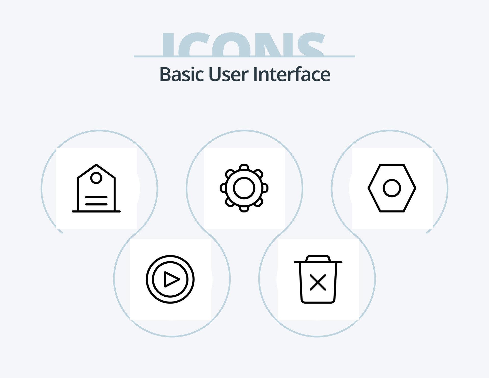 Basic Line Icon Pack 5 Icon Design. delete. play. ui. interface ...