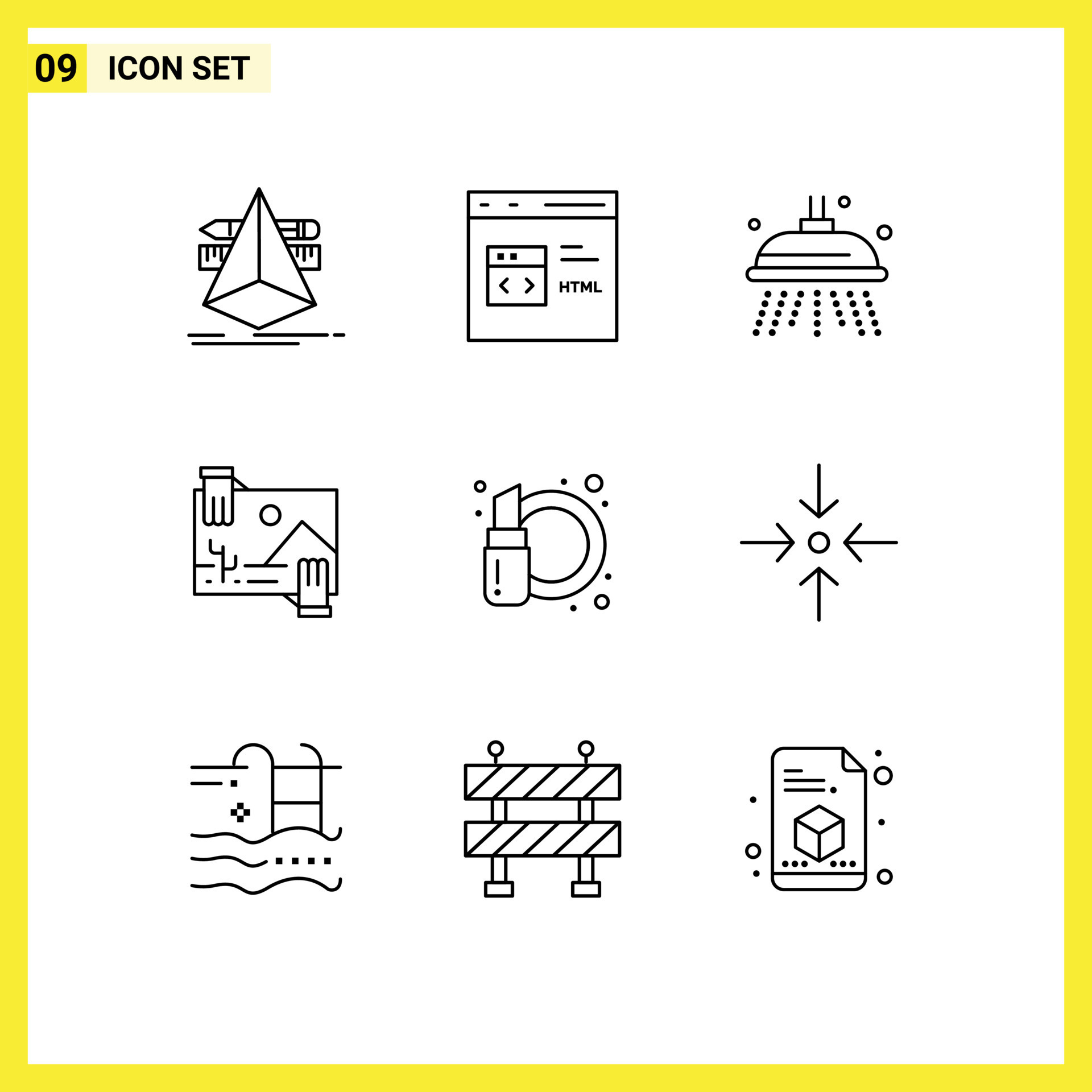 Set of 9 Modern UI Icons Symbols Signs for beauty image html dividend ...