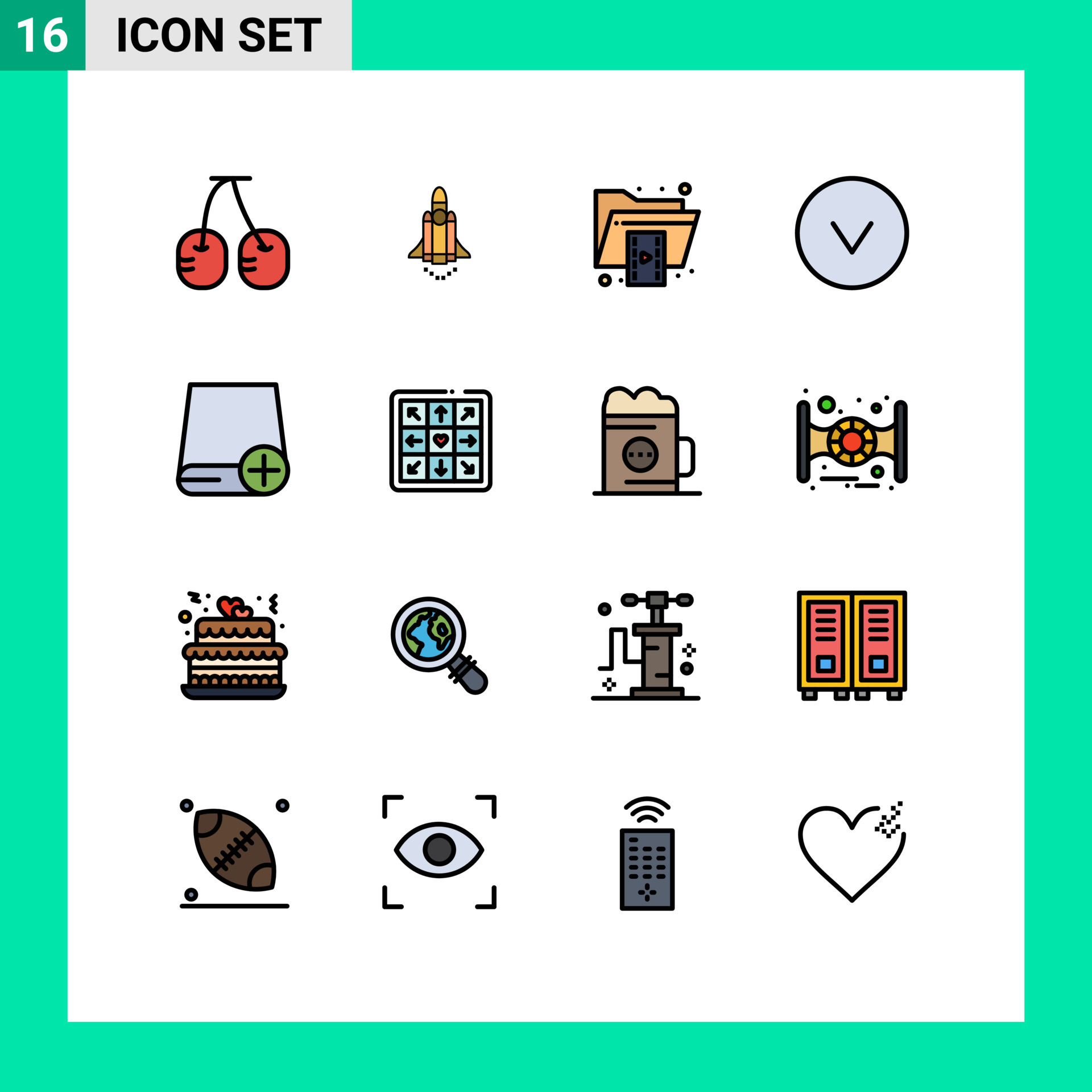 Set Of 16 Modern Ui Icons Symbols Signs For Devices Add File Down Arrow