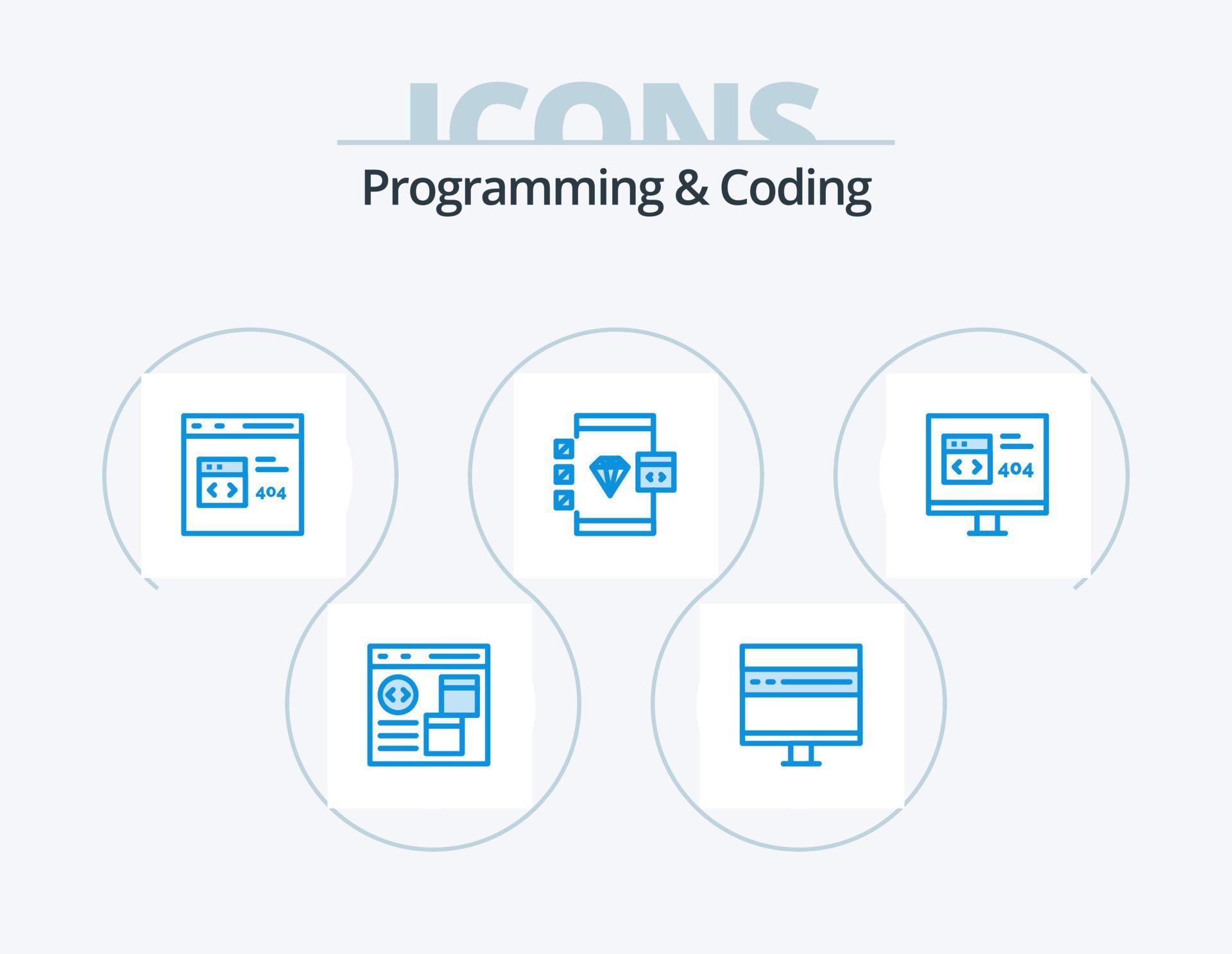 Programming And Coding Blue Icon Pack 5 Icon Design Development Error Develop 18559513