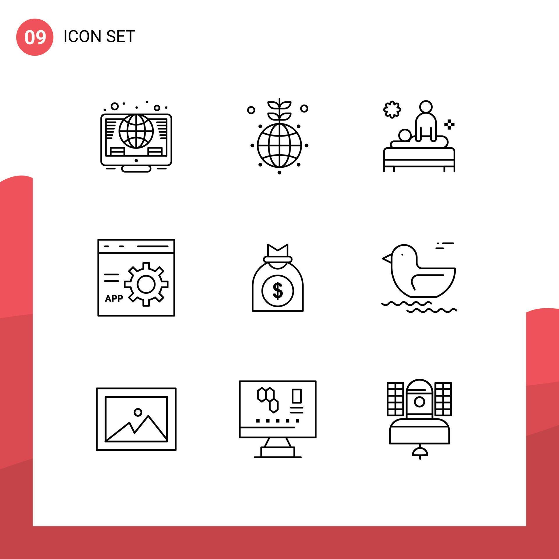 9 Universal Outline Signs Symbols Of Programming Develop Back Coding Spa Editable Vector Design