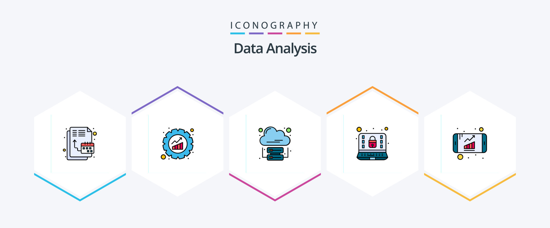 Data Analysis 25 FilledLine icon pack including chart. security. analytics. lock. computer ...