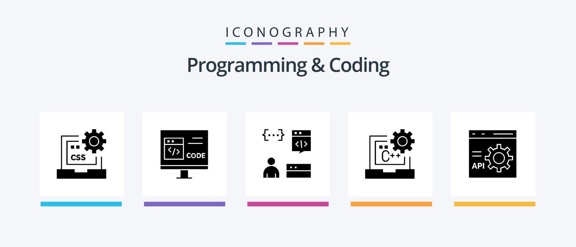 Programming And Coding Glyph 5 Icon Pack Including Coding C Develop Programmer Develop