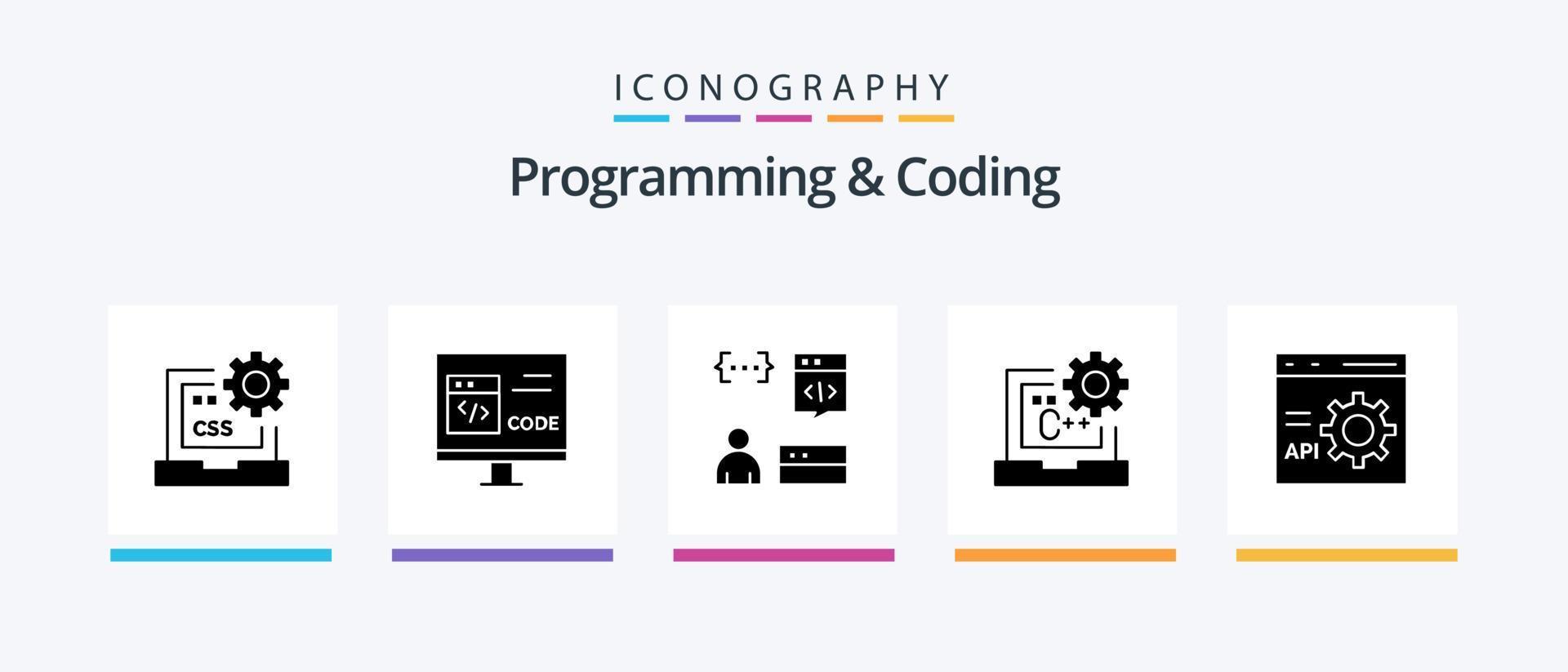 Programming And Coding Glyph 5 Icon Pack Including Coding C Develop Programmer Develop