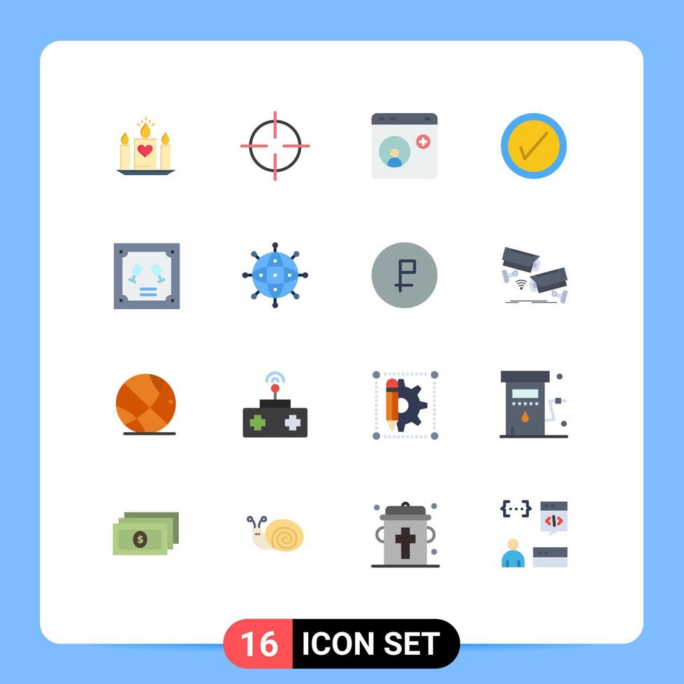 Pictogram Set Of 16 Simple Flat Colors Of Envelope User Browser Interface Social Media Editable