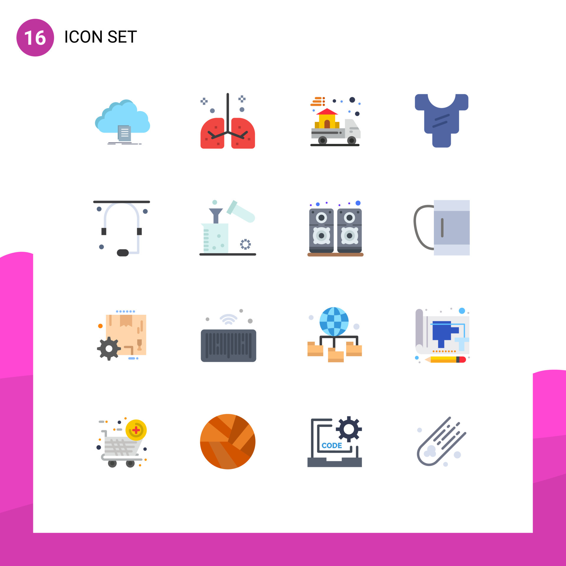 16 Thematic Vector Flat Colors And Editable Symbols Of Communication