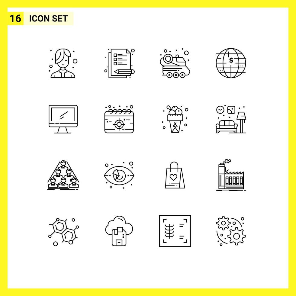 Set Of 16 Commercial Outlines Pack For Device Computer Space Decentralized Blockchain Editable