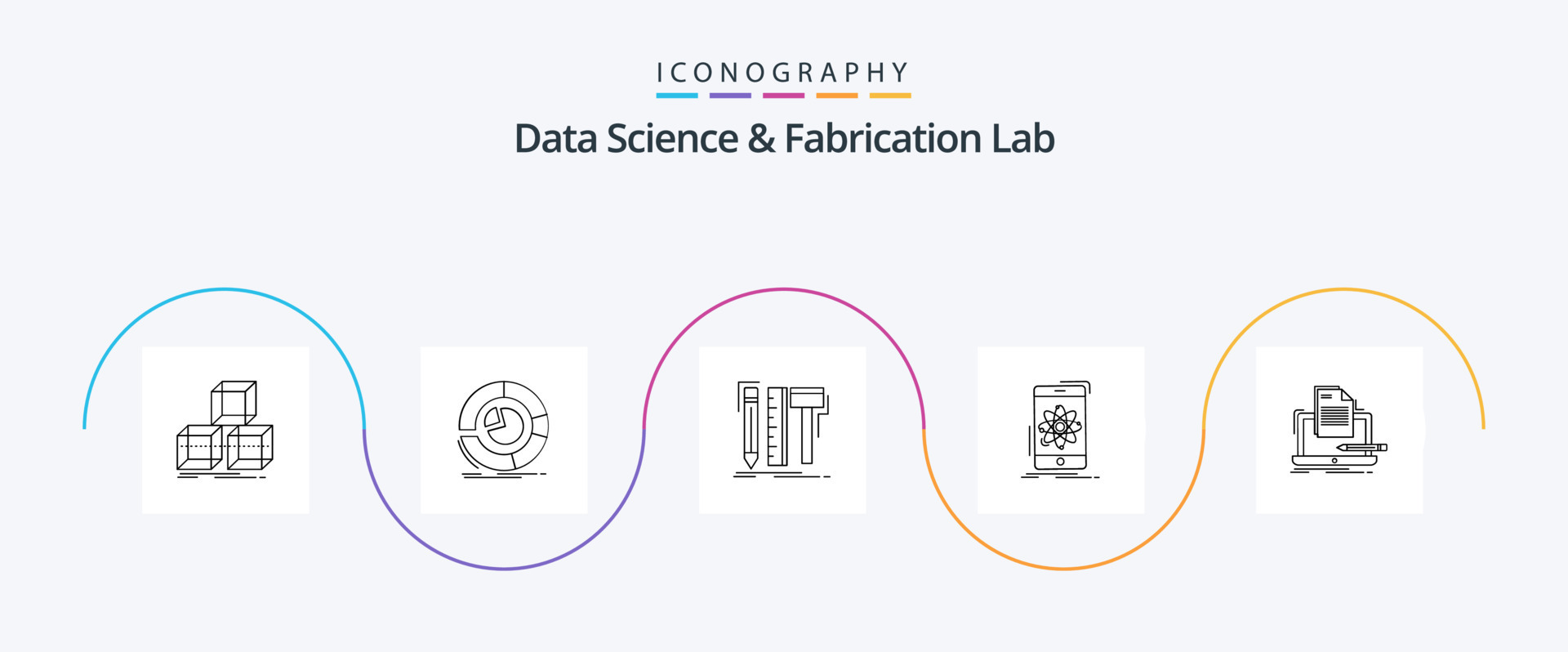 Data Science And Fabrication Lab Line 5 Icon Pack Including research ...