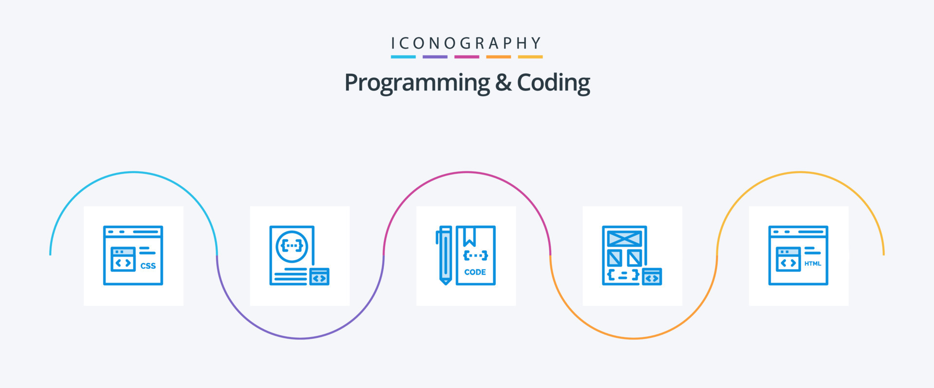 Programming And Coding Blue 5 Icon Pack Including Develop App Development File Develop