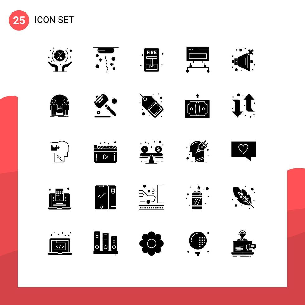 Mobile Interface Solid Glyph Set of 25 Pictograms of volume no escape database connection ...