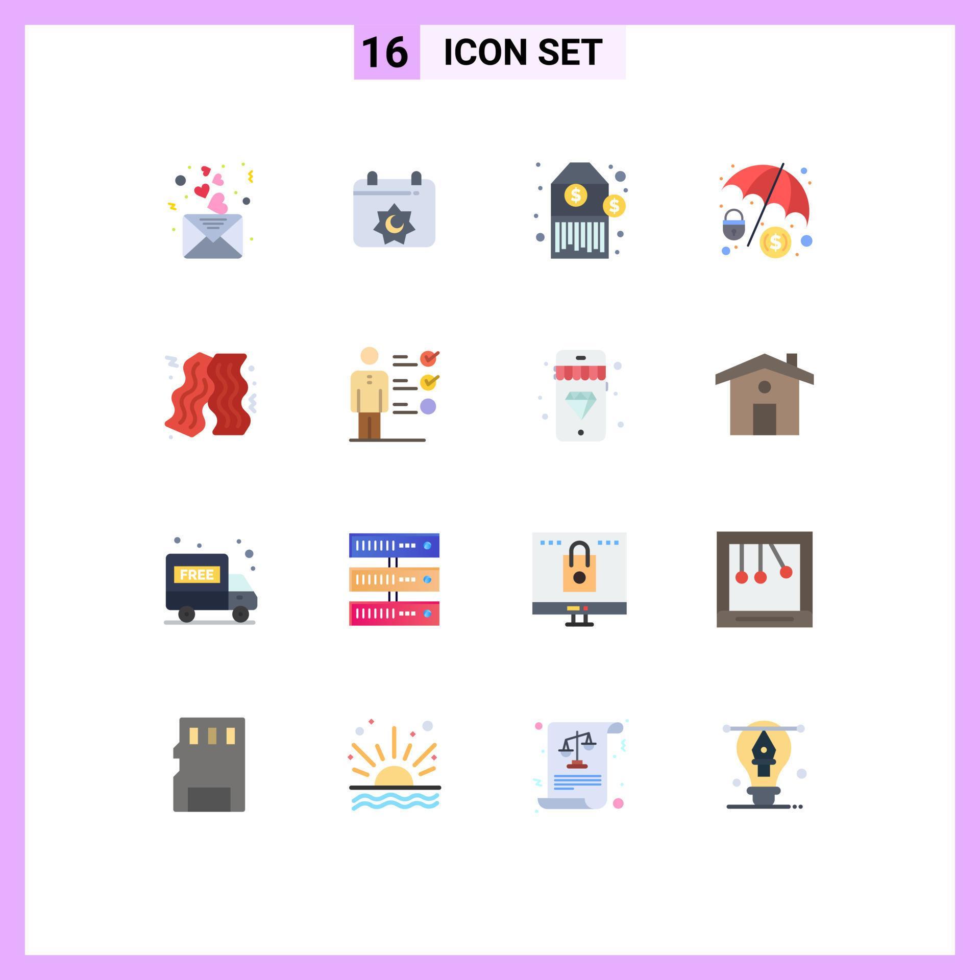 Stock Vector Icon Pack of 16 Line Signs and Symbols for professional ...